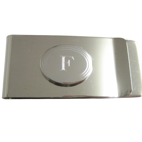 Kiola Designs | Accessories | Silver Toned Etched Oval Letter F ...